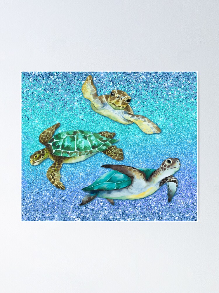 "Blue Ocean Sea Turtles" Poster for Sale by Nick Tyler | Redbubble