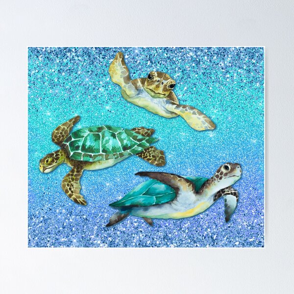 "Blue Ocean Sea Turtles" Poster for Sale by Nick Tyler | Redbubble