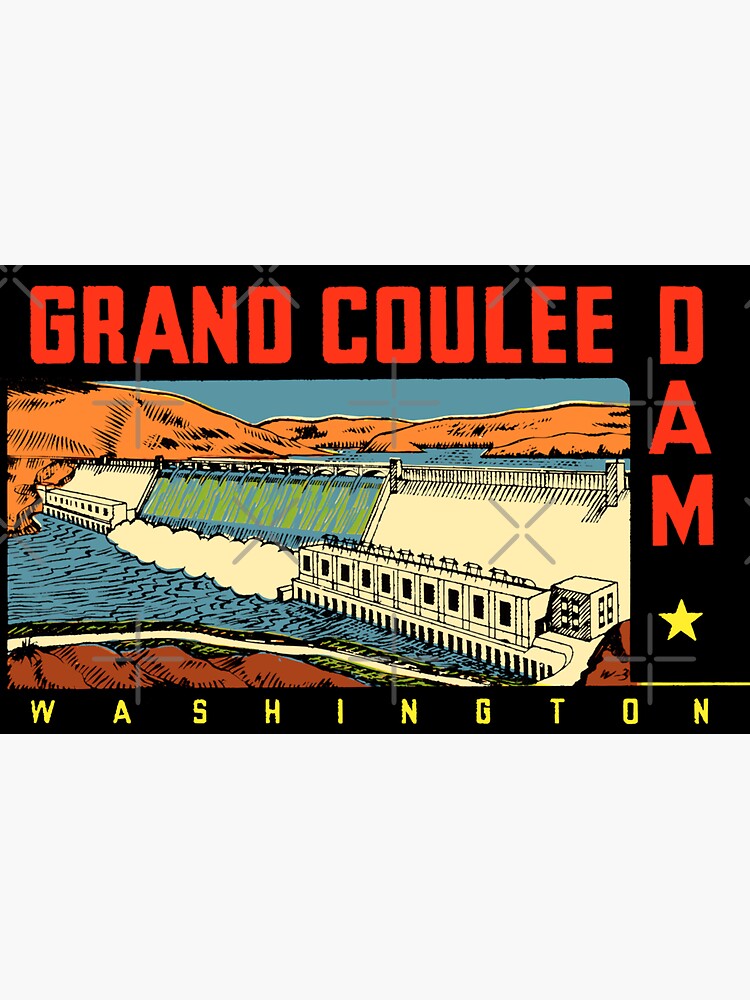 "Grand Coulee Dam Vintage Washington Travel Retro Souvenir" Sticker for Sale by zestydrawthis ...