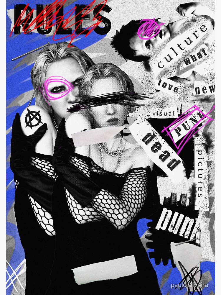 "Punk Rock style collage poster." Sticker for Sale by hypnotzd | Redbubble