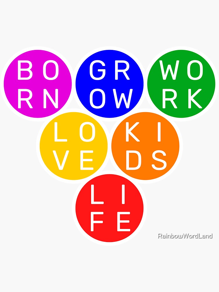 "Life Cycle Quote - Born Grow Work Love Kids - Upside down circles ...