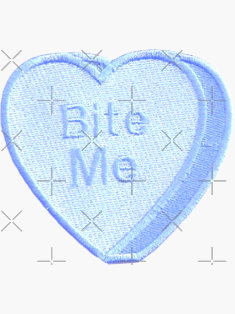 "Bite Me, Patch, Heart, Aesthetic Blue" Sticker for Sale by ...