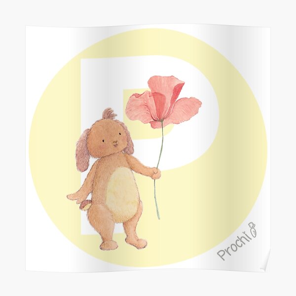 "Prochi Bunnies - Alphabet Letter - P - Poppy (Yellow)" Poster for Sale ...