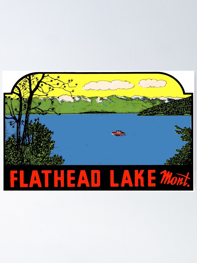"Flathead Lake Montana Vintage Decal Retro Travel Souvenir National ...