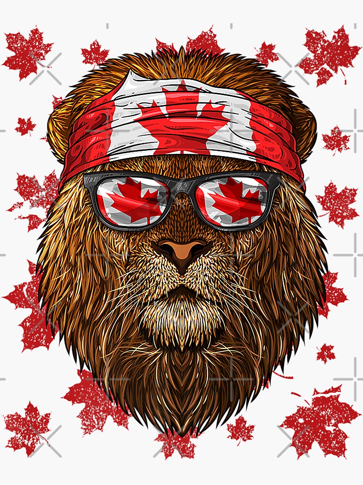 "Canadian Lion Patriotic Canada Flag Maple Leaf Pride" Sticker for Sale ...