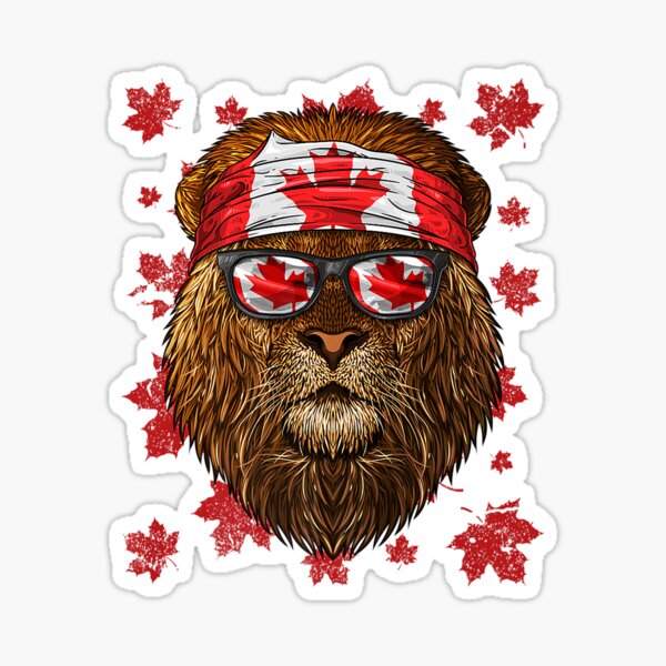"Canadian Lion Patriotic Canada Flag Maple Leaf Pride" Sticker for Sale ...