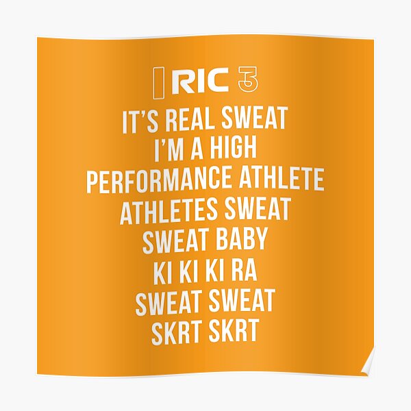 "RIC. I'm a High Performance Athlete (Original - Orange BG)" Poster for ...