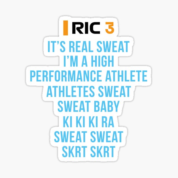 "RIC. I'm a High Performance Athlete (Original - Blue BG)" Sticker for ...