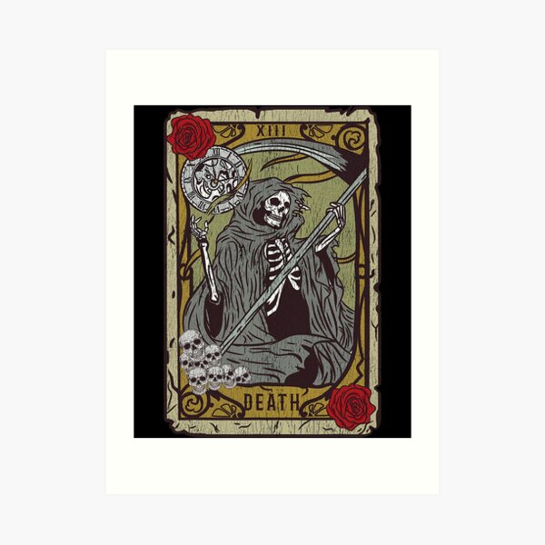 "Vintage Death Tarot Card I Satanic Occult Grim Reaper" Art Print for ...