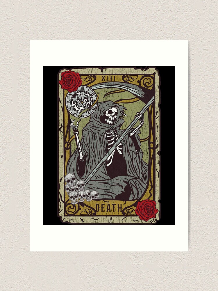 "Vintage Death Tarot Card I Satanic Occult Grim Reaper" Art Print for ...