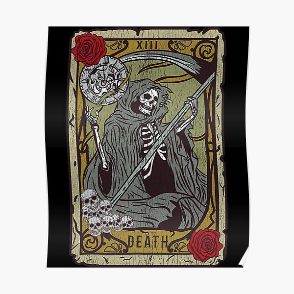 "Vintage Death Tarot Card I Satanic Occult Grim Reaper" Poster for Sale ...