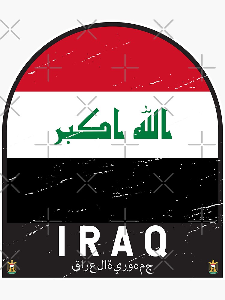 "Iraq Flag Emblem Distressed Vintage" Sticker for Sale by ...