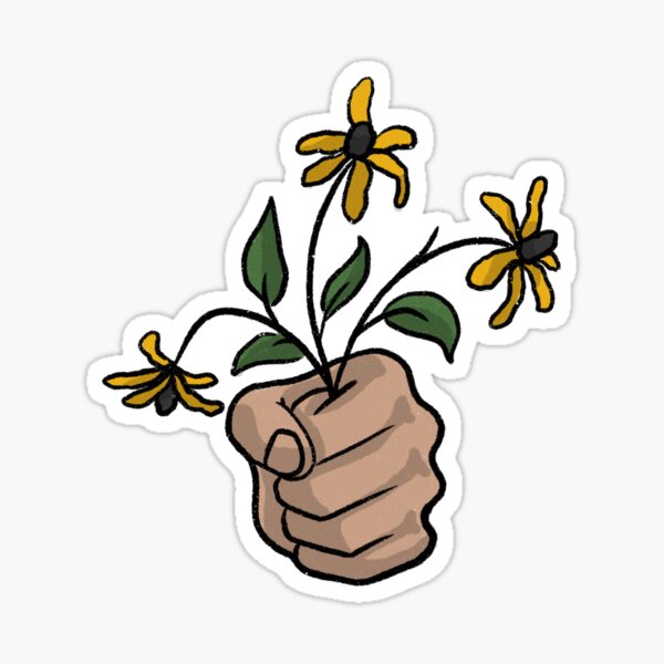 "Hand Holding Flowers" Sticker for Sale by nathanaeltaylor | Redbubble