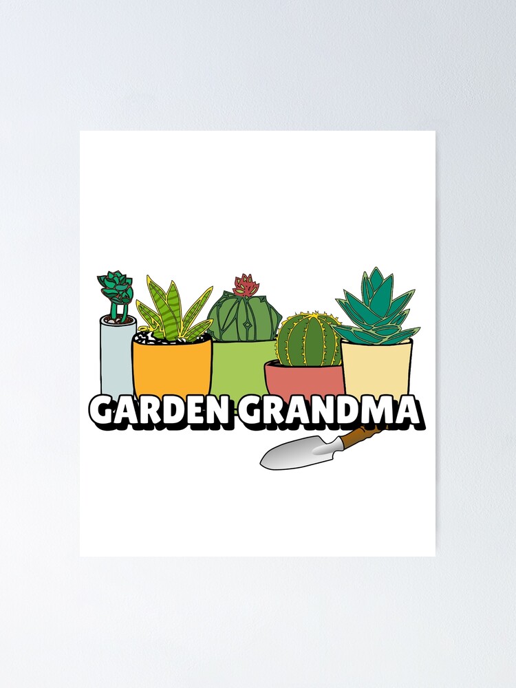 Póster «pala y plantas de dibujos animados de la abuela del jardín» de ...