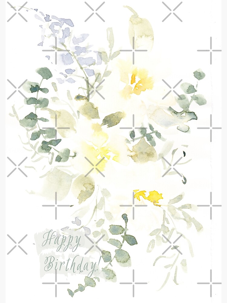 "Dainty Yellow Watercolor Happy Birthday Greeting Card" Greeting Card ...