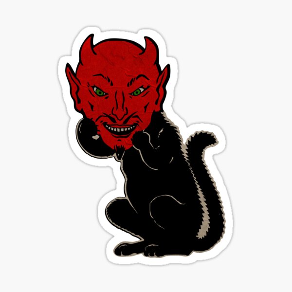 "Vintage Halloween Devil Cat" Sticker for Sale by The-Creeps | Redbubble