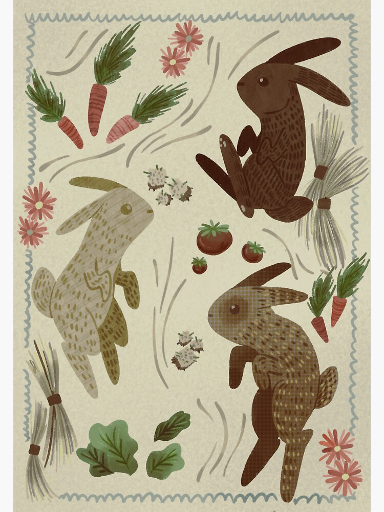 "Rabbits!" Sticker for Sale by Gemineyearts | Redbubble