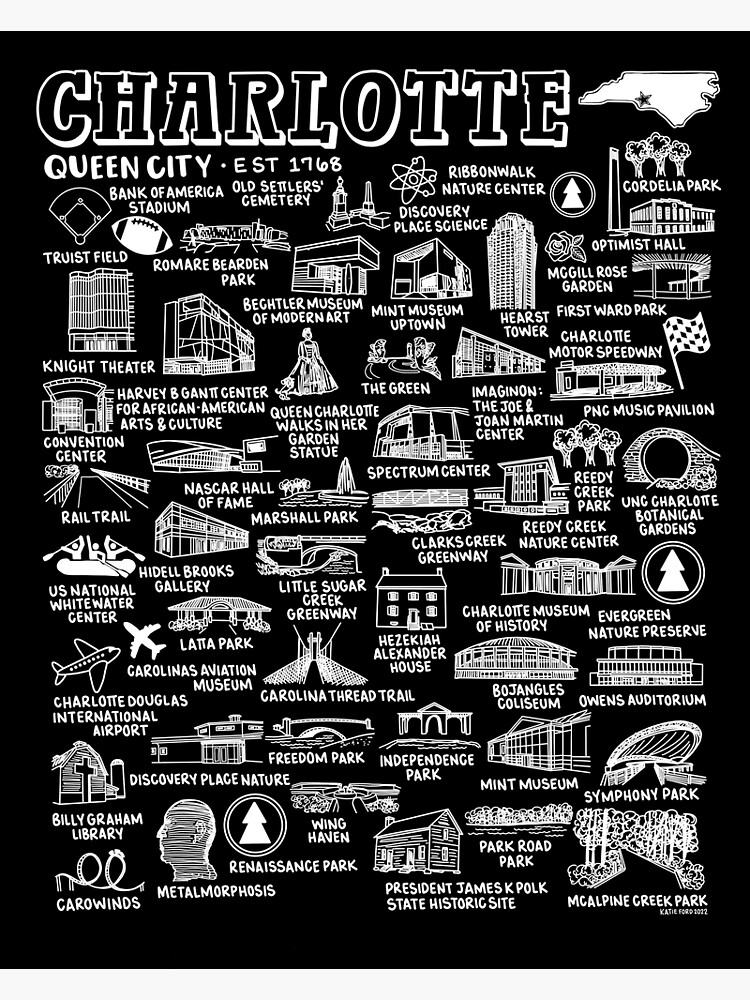 "Charlotte Map Art " Poster for Sale by fiberandgloss | Redbubble