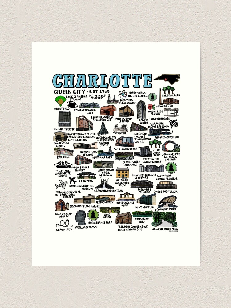 "Charlotte Map Art" Art Print for Sale by fiberandgloss | Redbubble