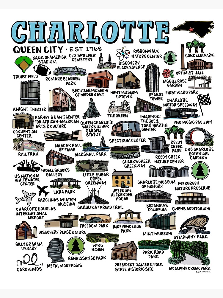 "Charlotte Map Art" Art Print for Sale by fiberandgloss | Redbubble