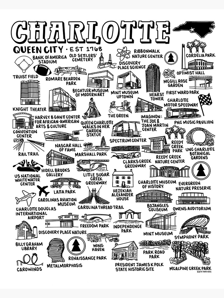 "Charlotte Map Art" Poster for Sale by fiberandgloss | Redbubble