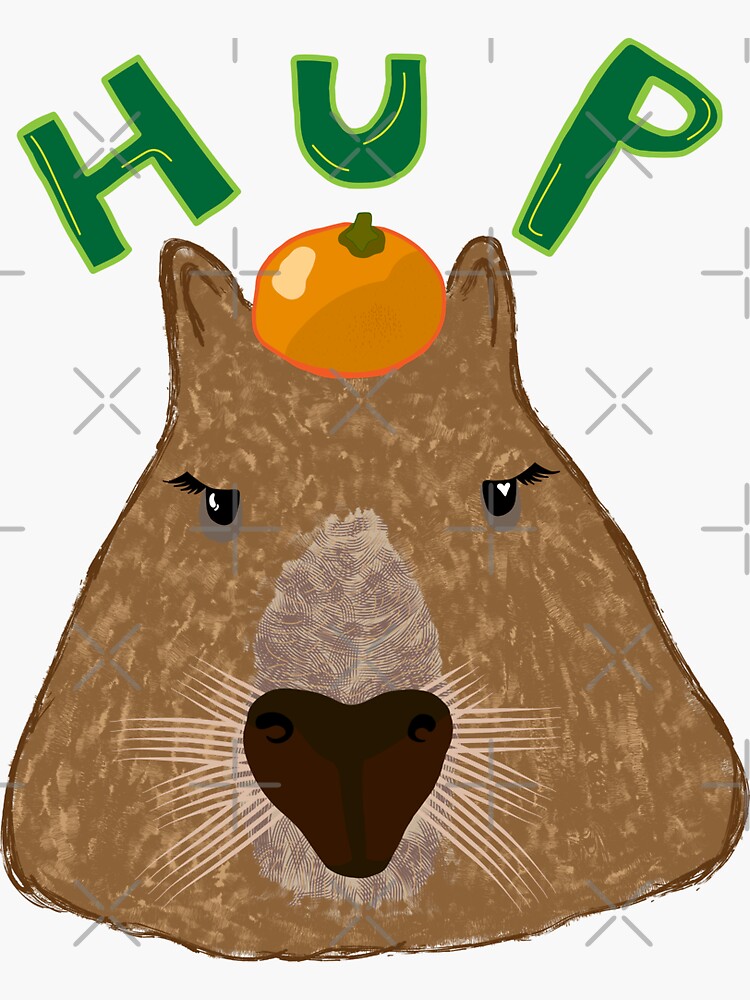 "Capybara Hup" Sticker for Sale by dottydoodles | Redbubble