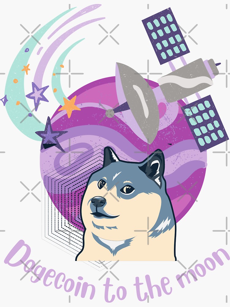 "Purple Dogecoin Satellite Space Stars Moon" Sticker for Sale by ...