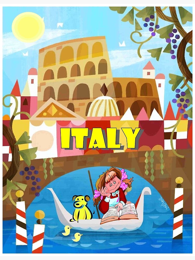 "ITALY : Cartoon Style Advertising Travel Print" Poster for Sale by ...