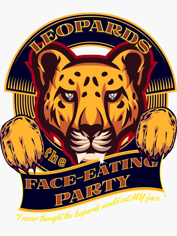 "Leopards the Face Eating Party" Sticker for Sale by RebelMe | Redbubble