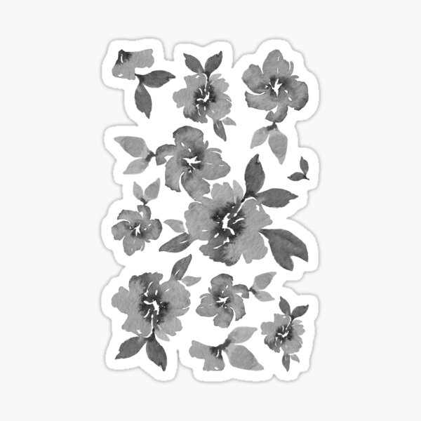 "Black and White Floral Pattern" Sticker for Sale by AaliyahMaki ...