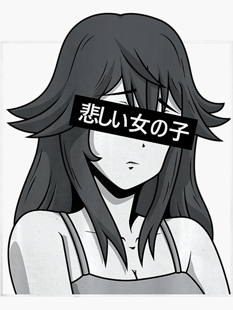 "Sad Anime Girl Waifu Japanese Manga Aesthetic Edgy Harajuku Premium ...