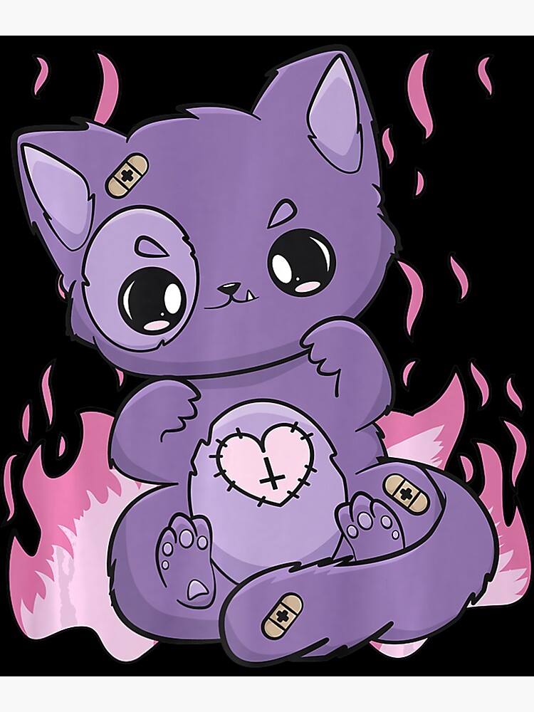"Yami Kawaii Cat And Pastel Goth Feline For Meow Menhera Premium ...