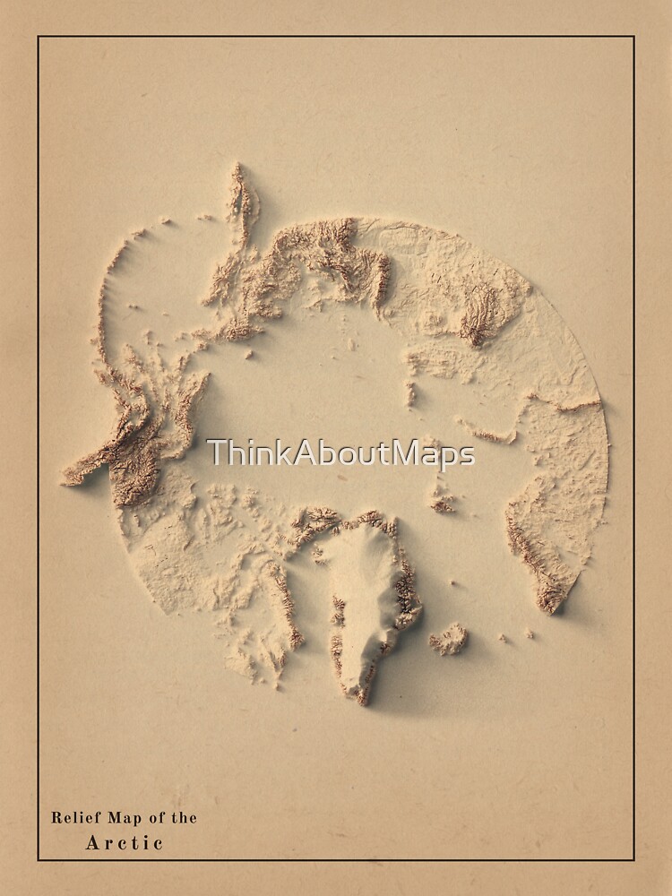 "Arctic Relief Map 3D digitally-rendered" Sticker for Sale by ...