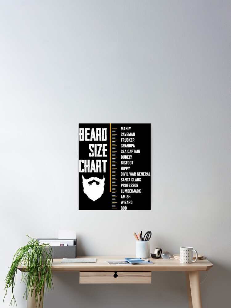 "Beard Measurement Chart Gift Beard Length Funny Growth Chart " Poster ...