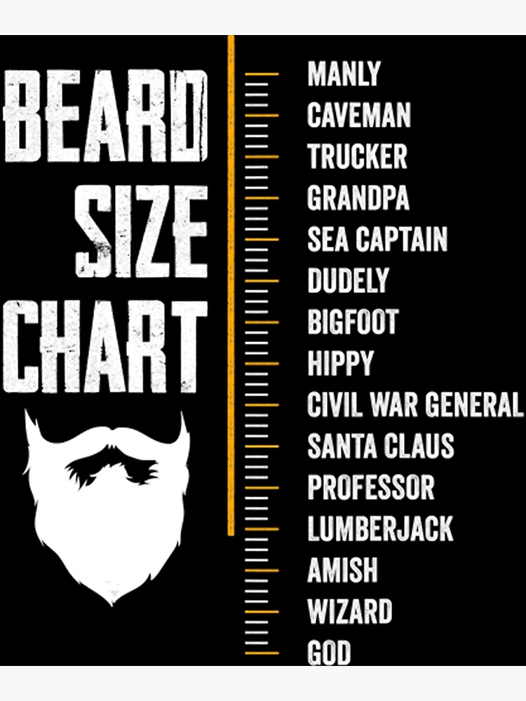 "Beard Measurement Chart Gift Beard Length Funny Growth Chart " Poster ...