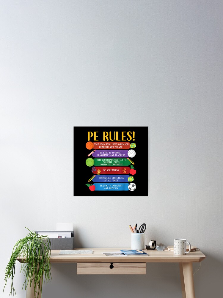 "P.E Teacher Rules Physical Education Back To School T-Shirt" Poster ...