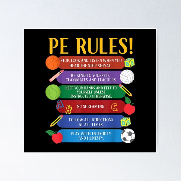 "P.E Teacher Rules Physical Education Back To School T-Shirt" Poster ...