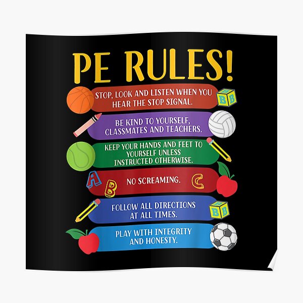"P.E Teacher Rules Physical Education Back To School T-Shirt" Poster ...