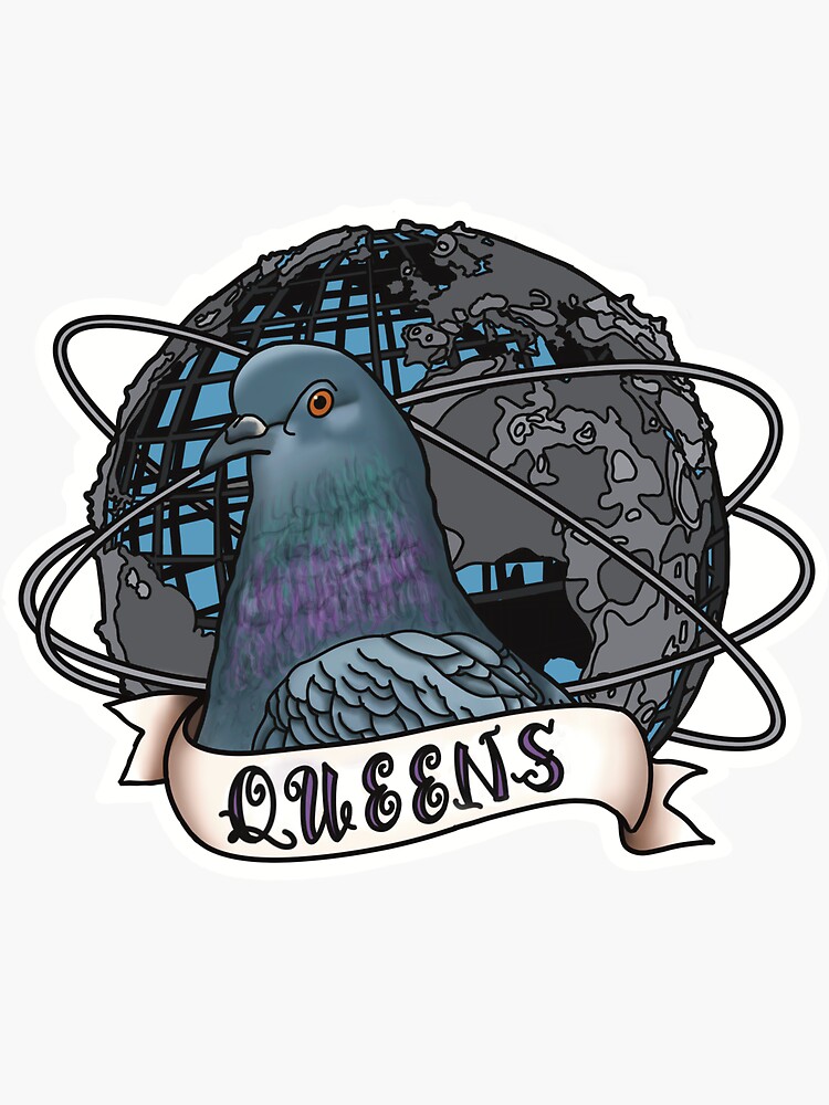"Queens NYC Pigeon and Unisphere " Sticker for Sale by fiestawolf ...