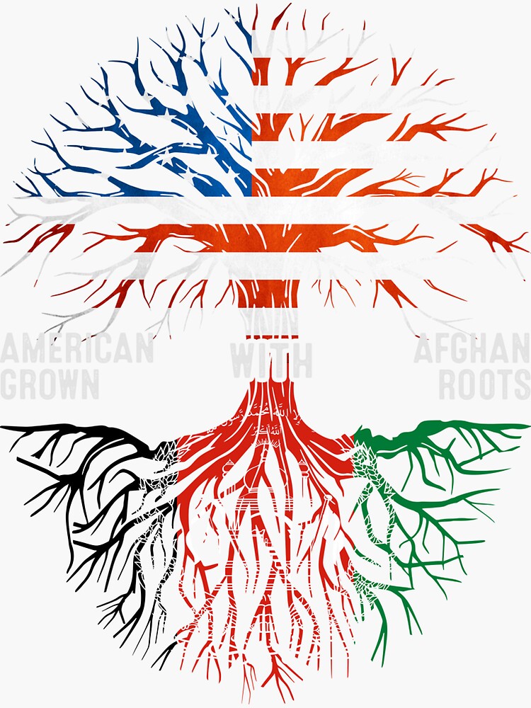 "American Grown With Afghan Roots Tree Afghanistan Flag" Sticker for ...