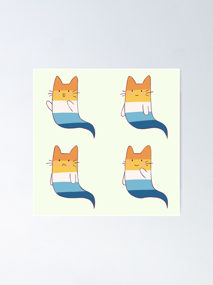 "aroace pride blushing ghost cats • cute ghost pack" Poster for Sale by ...