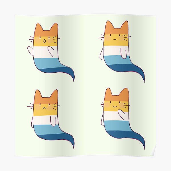 "aroace pride blushing ghost cats • cute ghost pack" Poster for Sale by ...