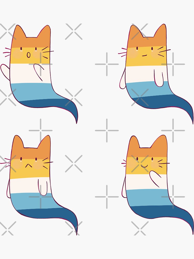 "aroace pride blushing ghost cats • cute ghost pack" Sticker for Sale ...