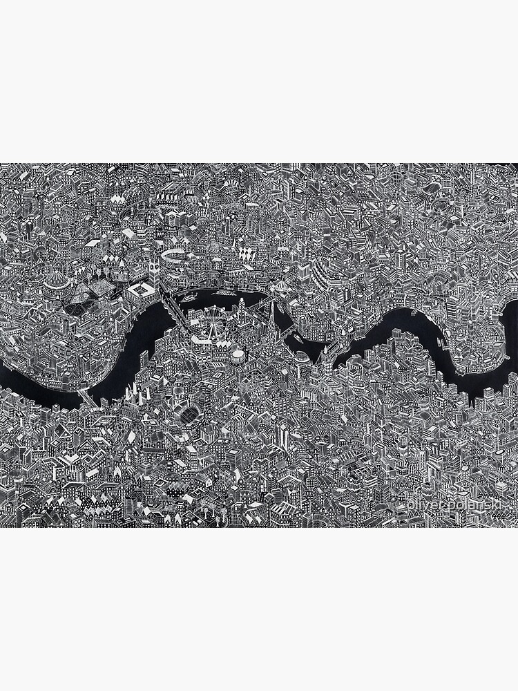 "Amazing detailed hand drawing London city Thames map. Black and White ...