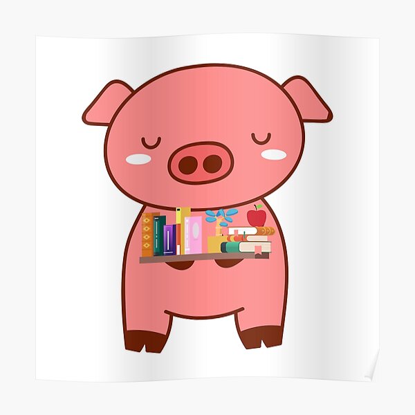 "Piggy Book Stack" Poster for Sale by tmdaliggr | Redbubble