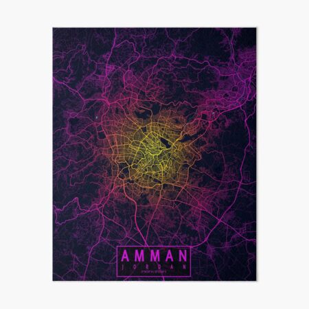 "Amman City Map of Jordan - Neon" Art Board Print for Sale by deMAP ...