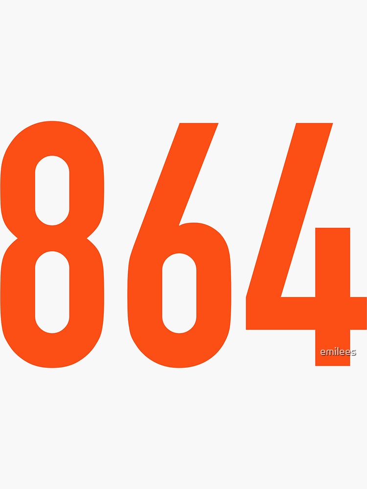"864 area code orange " Sticker for Sale by emilees | Redbubble