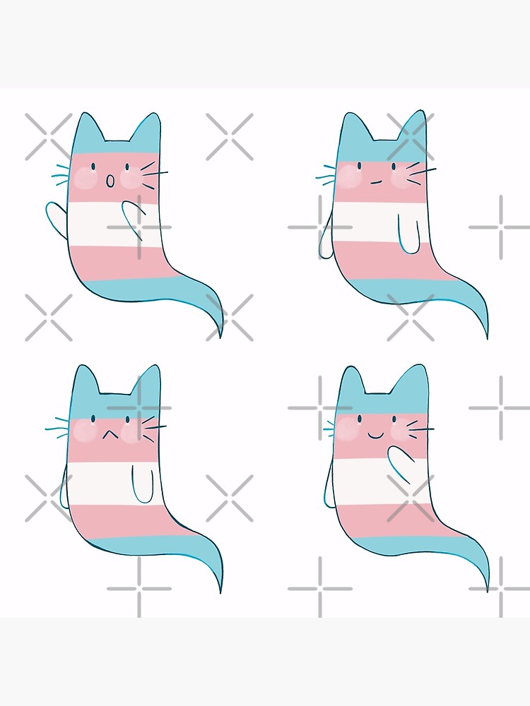 "trans pride blushing ghost cats • cute ghost pack" Poster for Sale by ...