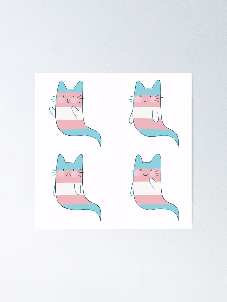 "trans pride blushing ghost cats • cute ghost pack" Poster for Sale by ...