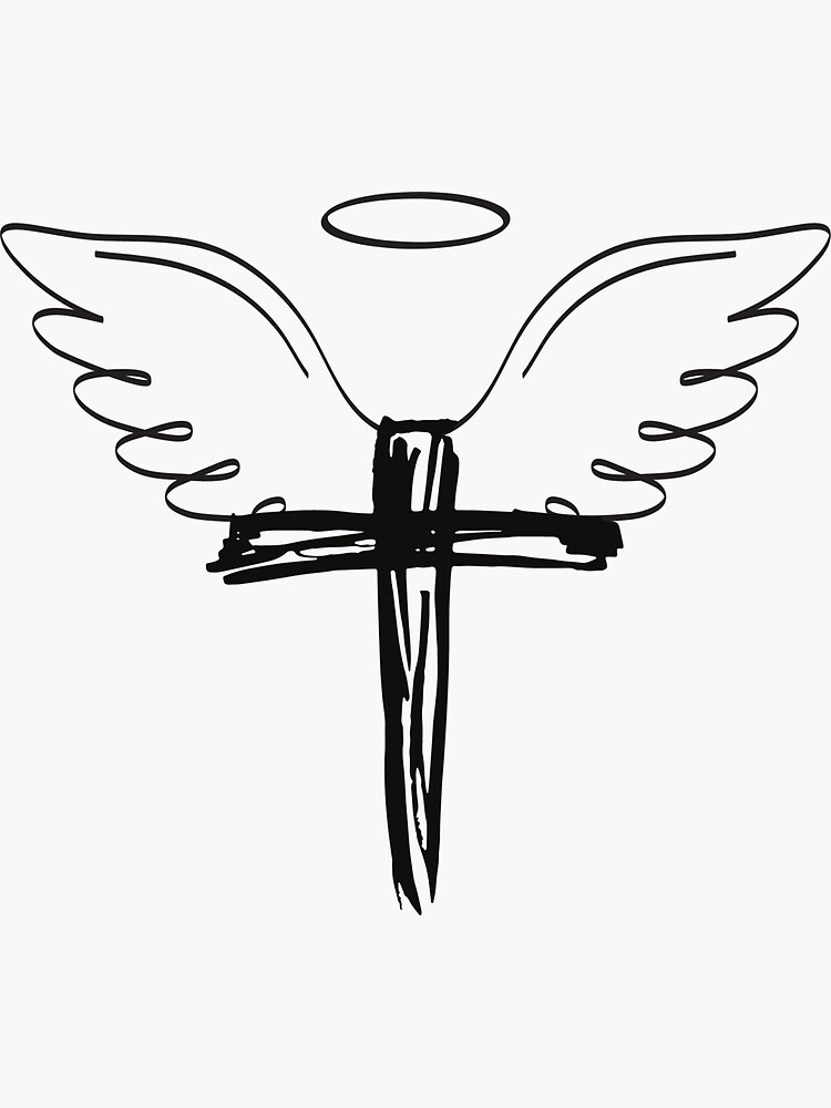 "Cross with Angel Wings " Sticker for Sale by Heart-Of-Fire | Redbubble